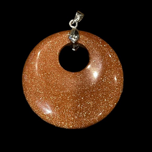 Unbranded | Jewelry | Vintage Mcm Goldstone Disc Pendant Marked 8kt ...